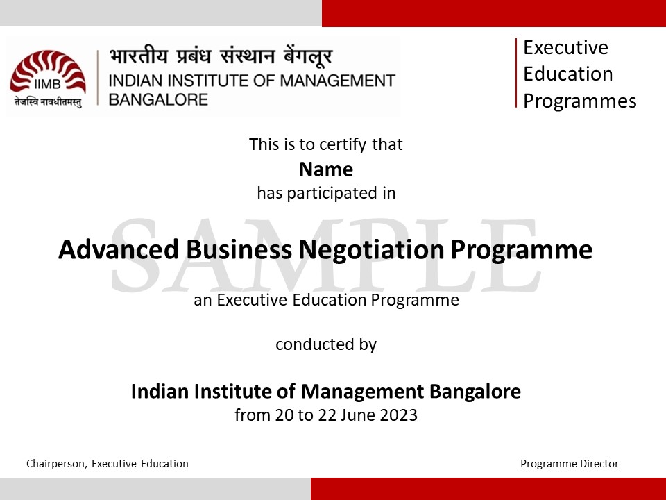 Advanced Business Negotiation Programme - Executive Education IIM Bangalore