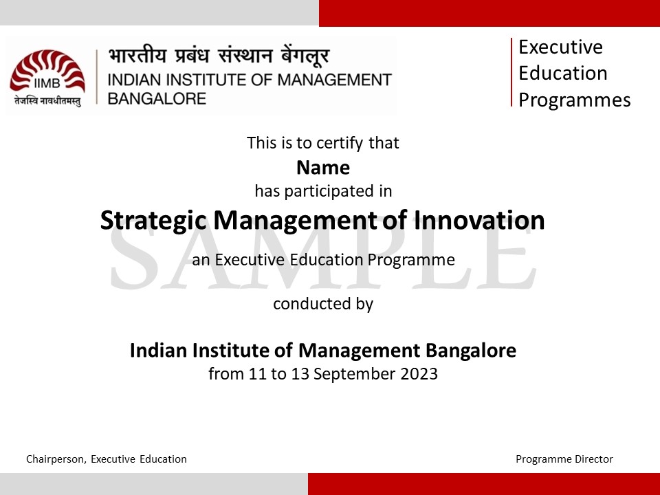 Program on Strategic Management of Innovation - IIMB